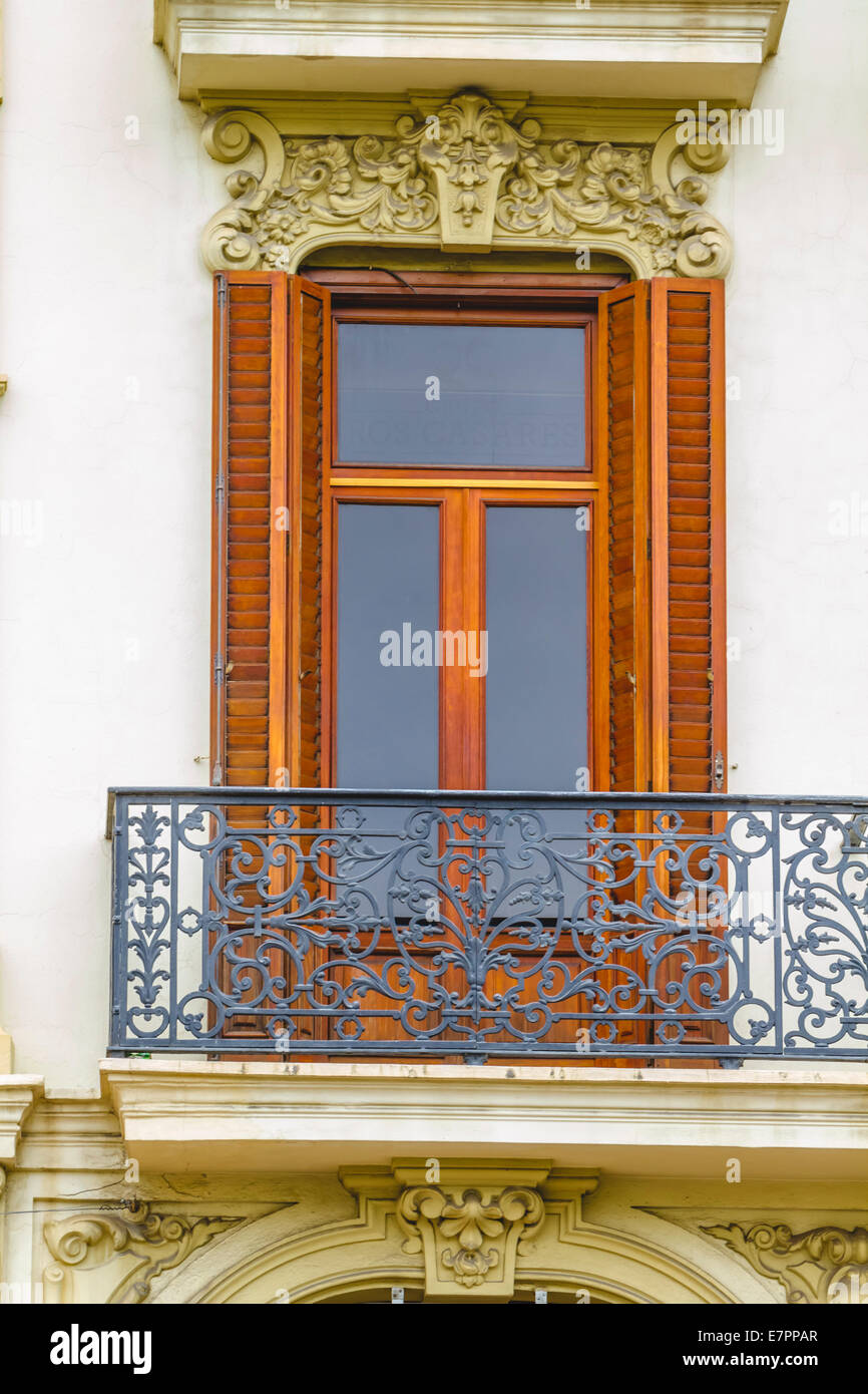 balconies, tipical architecture of the Spanish city of Valencia Stock ...