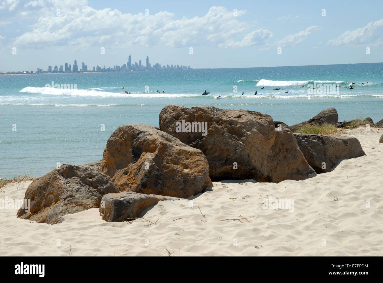 View of Surfers from Snapper Rocks, Currumbin, Gold Coast, Queensland ...