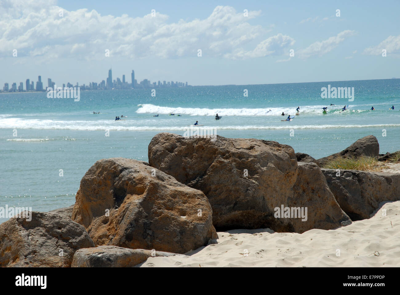 View of Surfers from Snapper Rocks, Currumbin, Gold Coast, Queensland ...