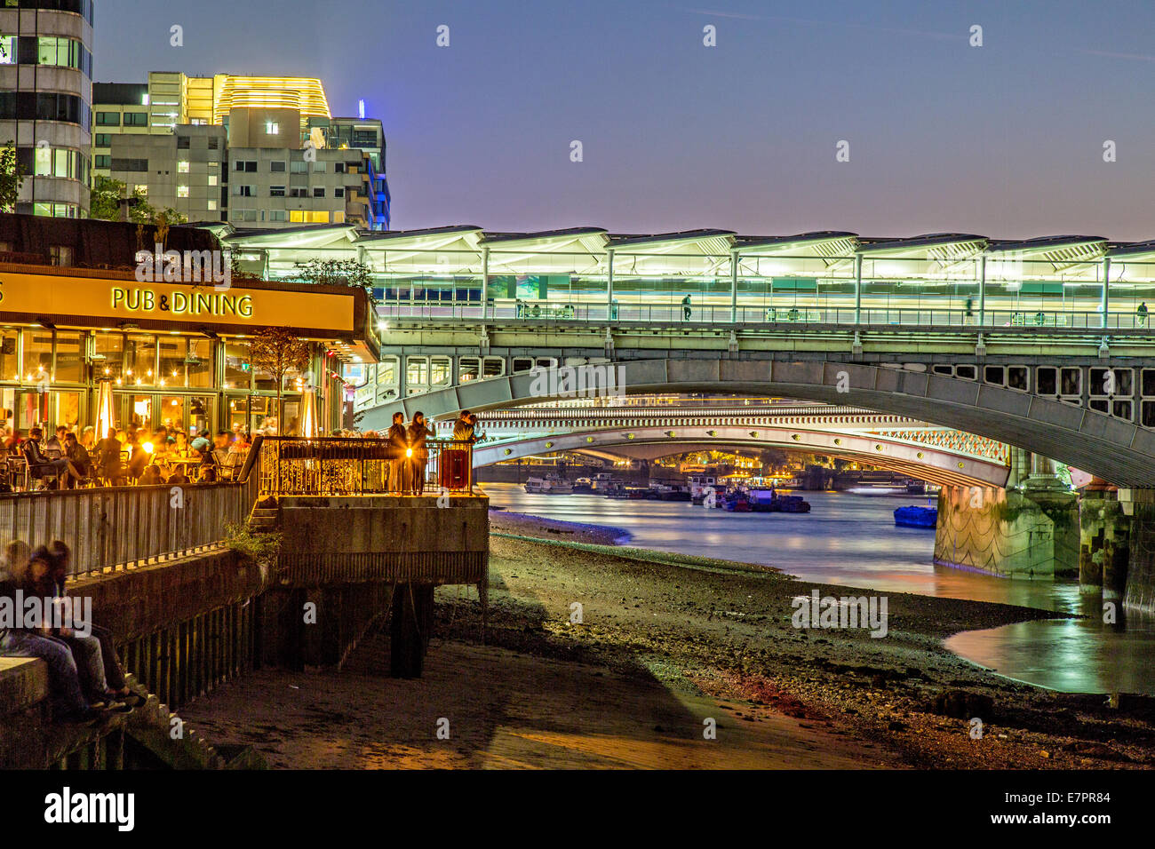 The Embankment with Bridges at Night London UK Stock Photo - Alamy