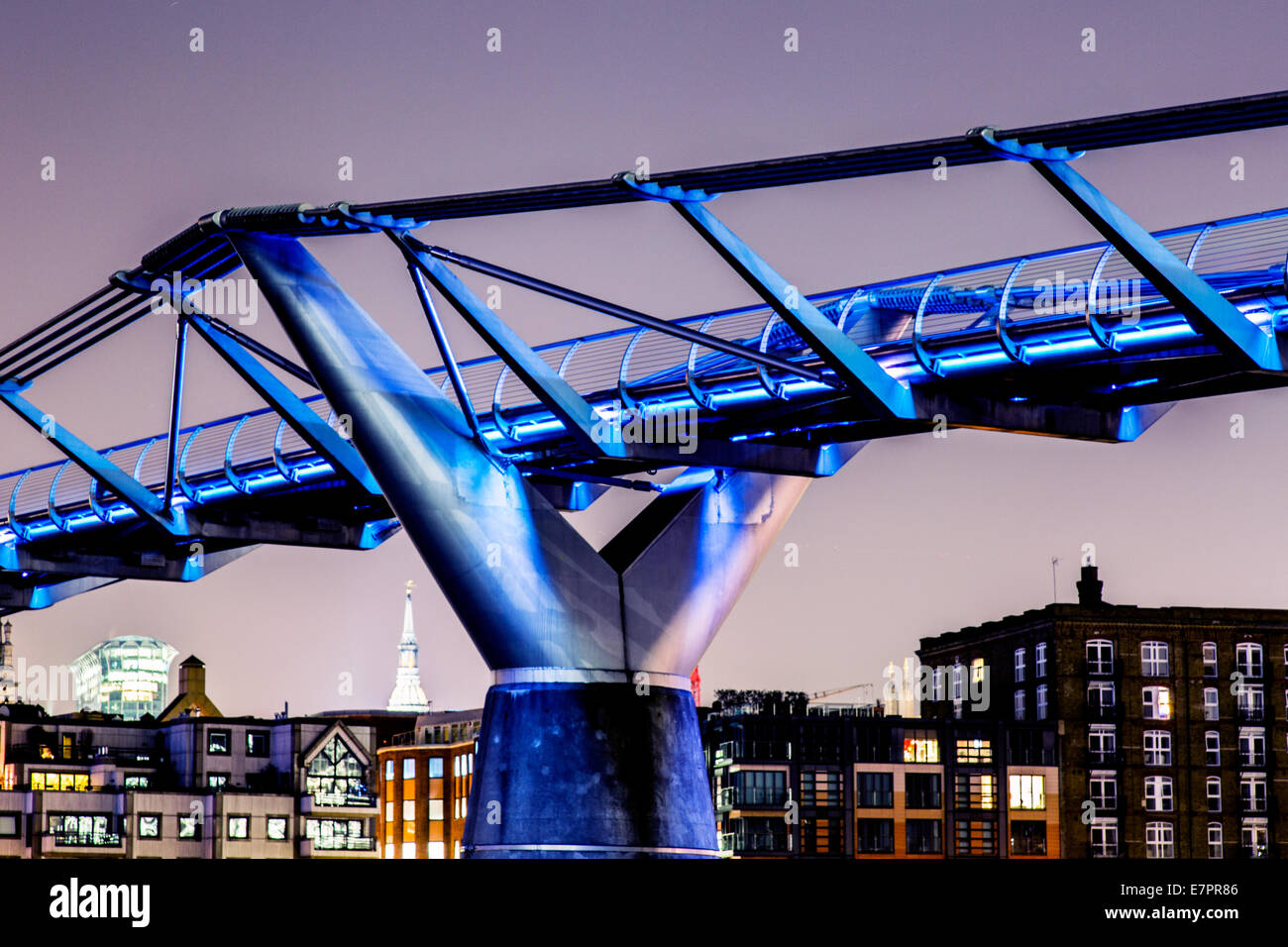 Millennium Bridge at Night London UK Stock Photo - Alamy