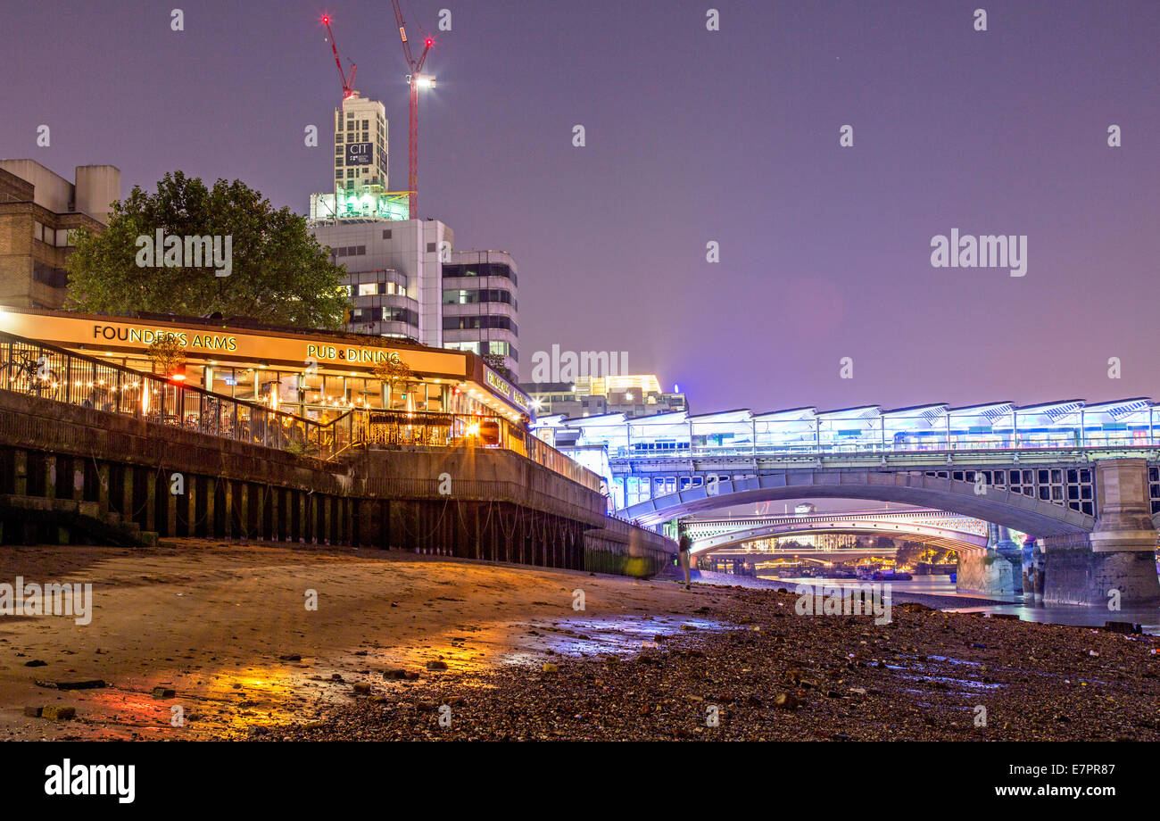 The Embankment with Bridges at Night London UK Stock Photo - Alamy