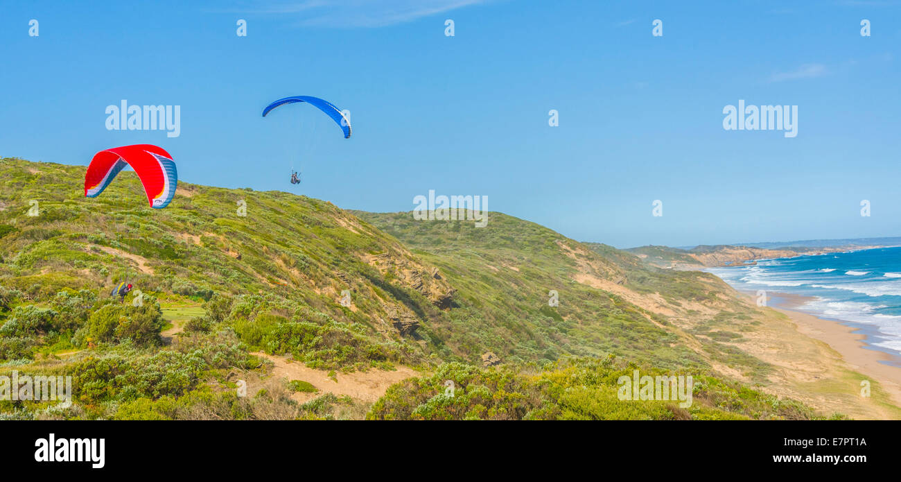 sky diving on the peninsula beach flying in the sky Stock Photo - Alamy