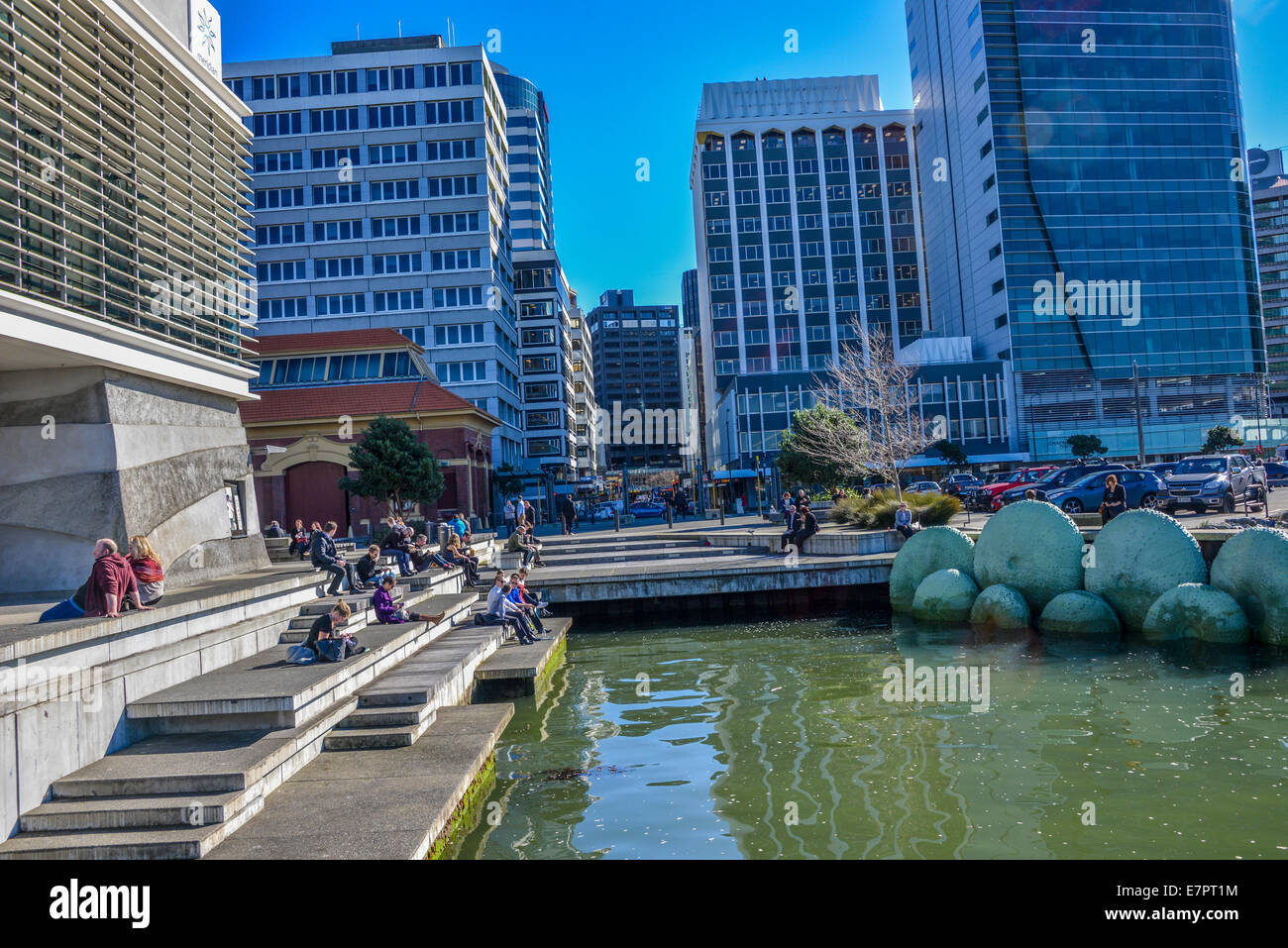 Wellington New Zealand city walkway on the bay dockland Stock Photo - Alamy