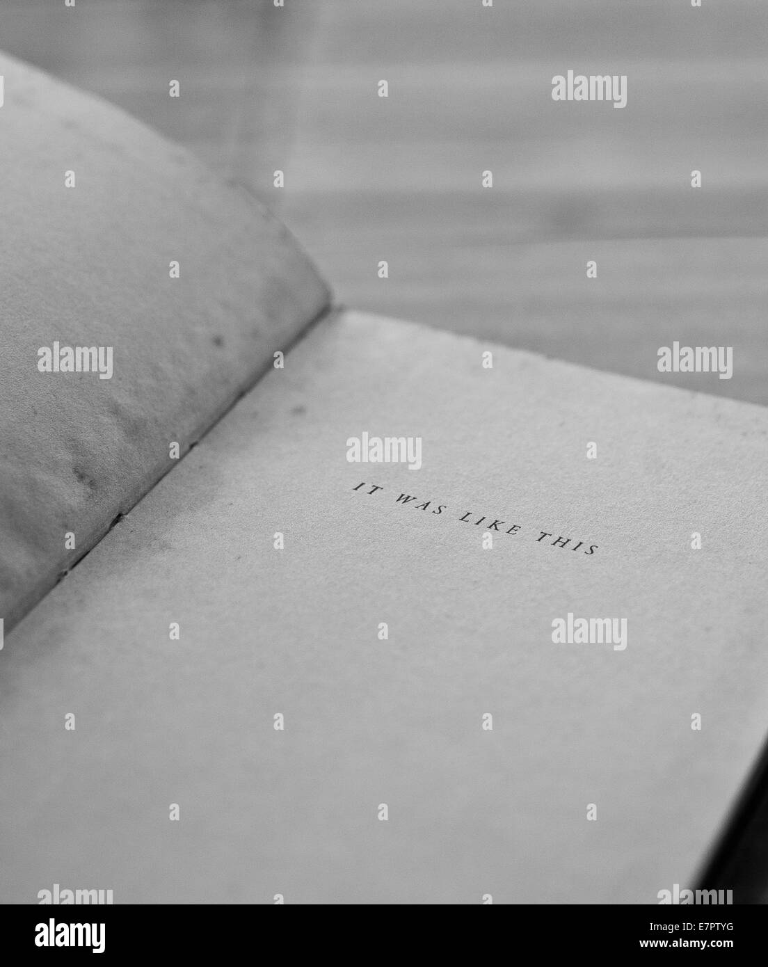 The opening page of a novel It Was Like This Stock Photo - Alamy