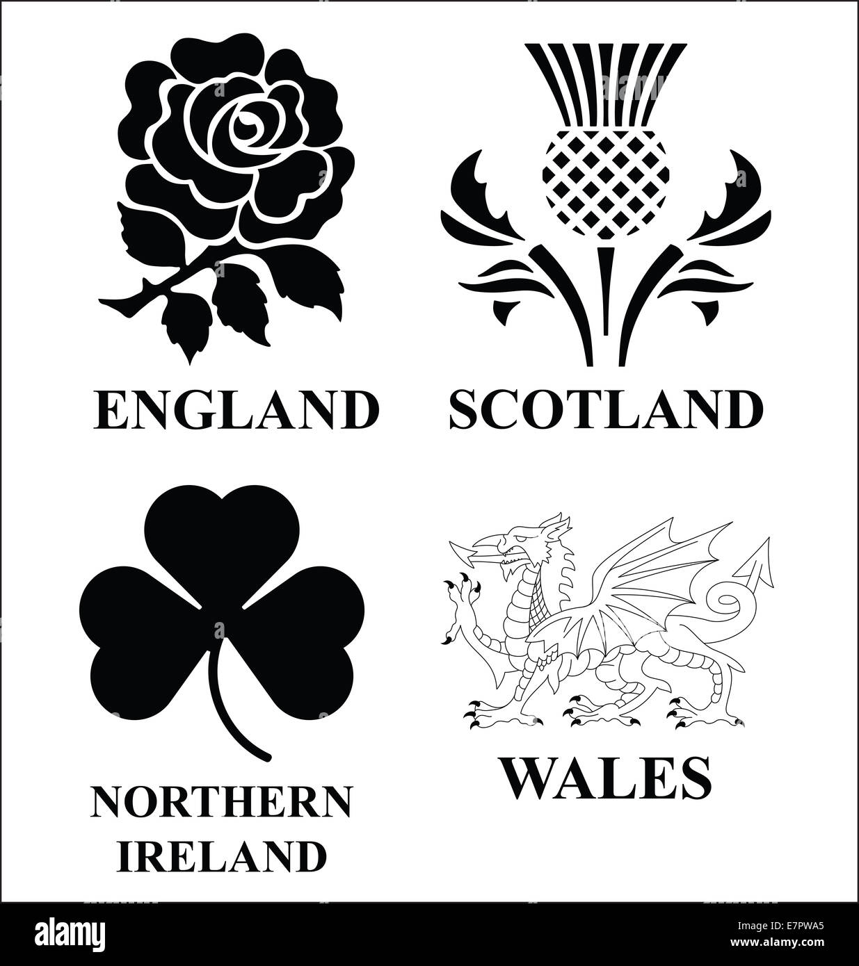 United Kingdom monochrome emblem set isolated on white background Stock ...