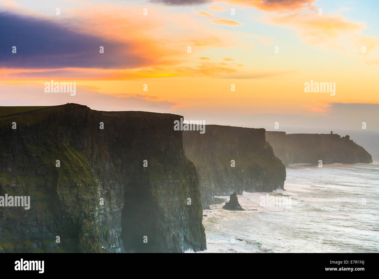 Cliffs of Moher at sunset in Co. Clare Ireland Europe. Beautiful ...
