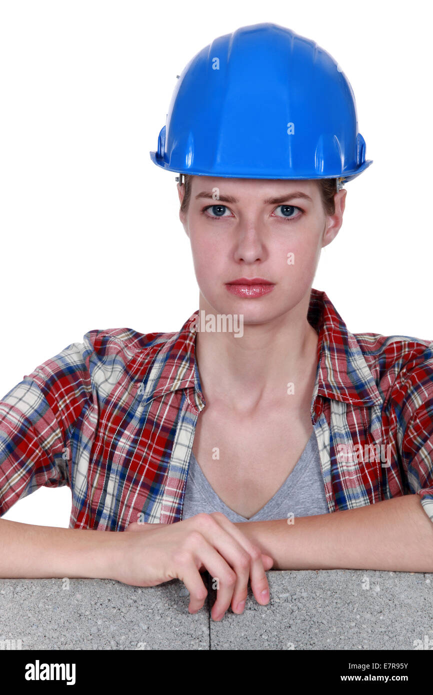 Portrait of a female mason Stock Photo - Alamy