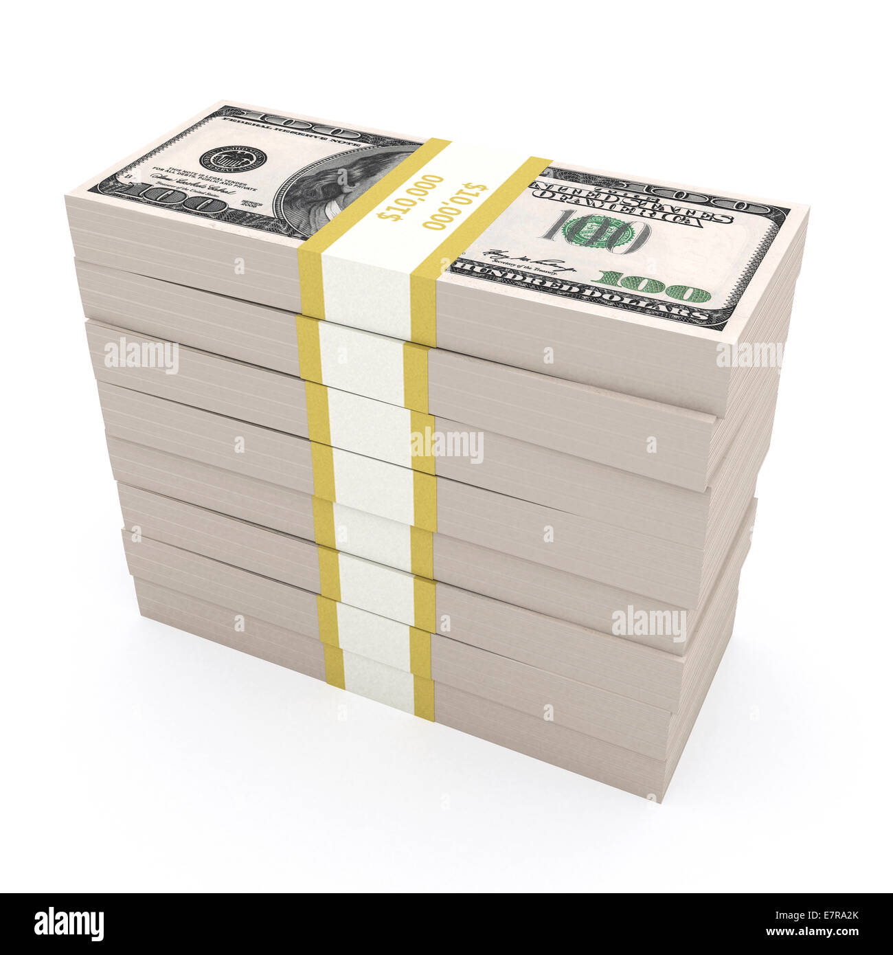 Stack of 100 dollars USA on white background. Financial concept Stock ...