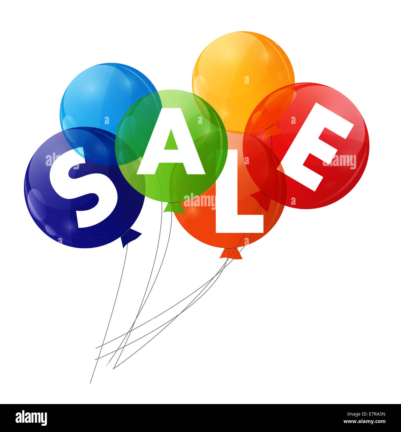 Color Glossy Balloons Sale Concept of Discount. Vector Illustrat Stock ...