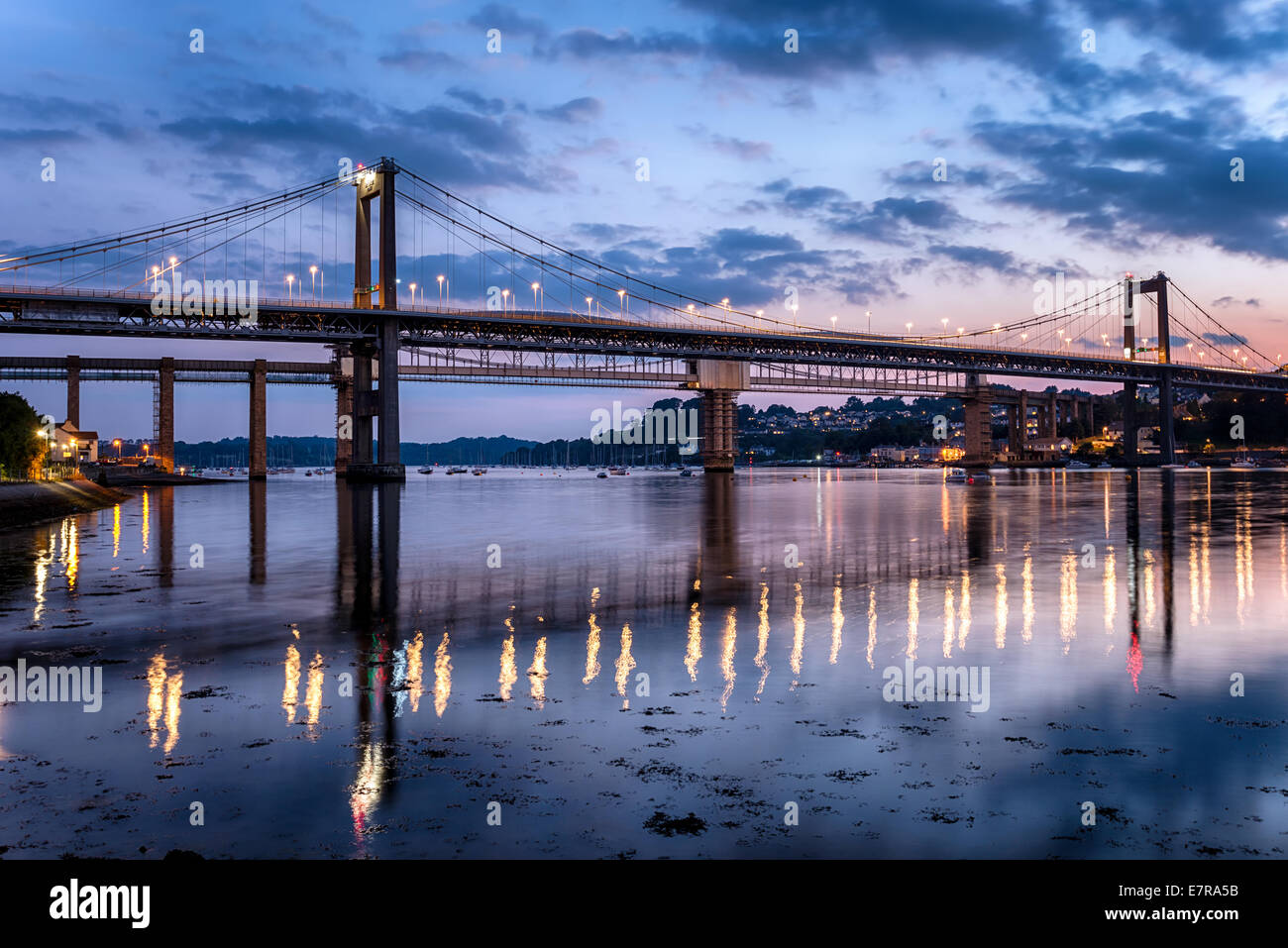 The Tamar suspension bridge spanning the river Tamar between Devon and ...