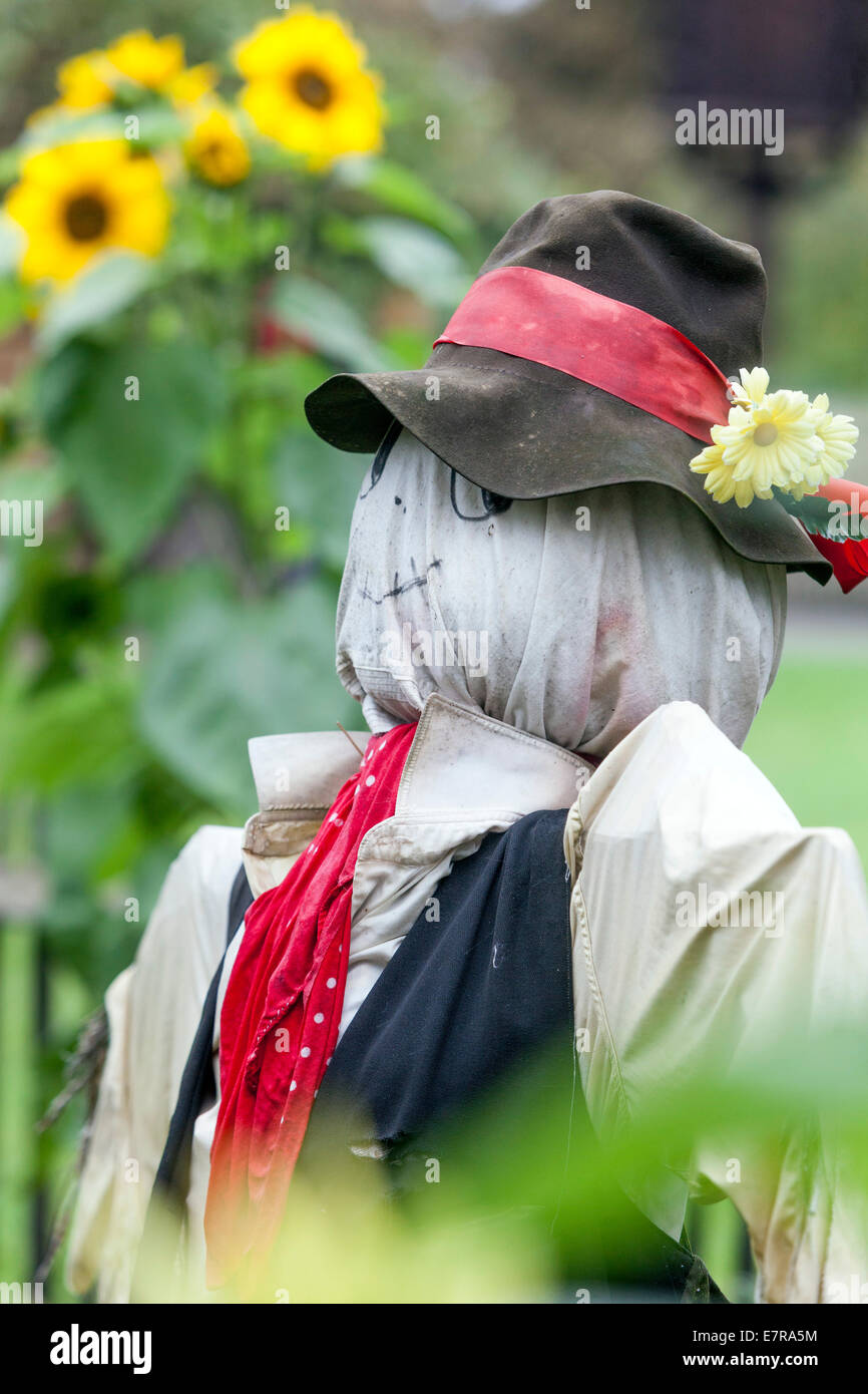 Garden scarecrow scaring birds Czech Republic Stock Photo - Alamy