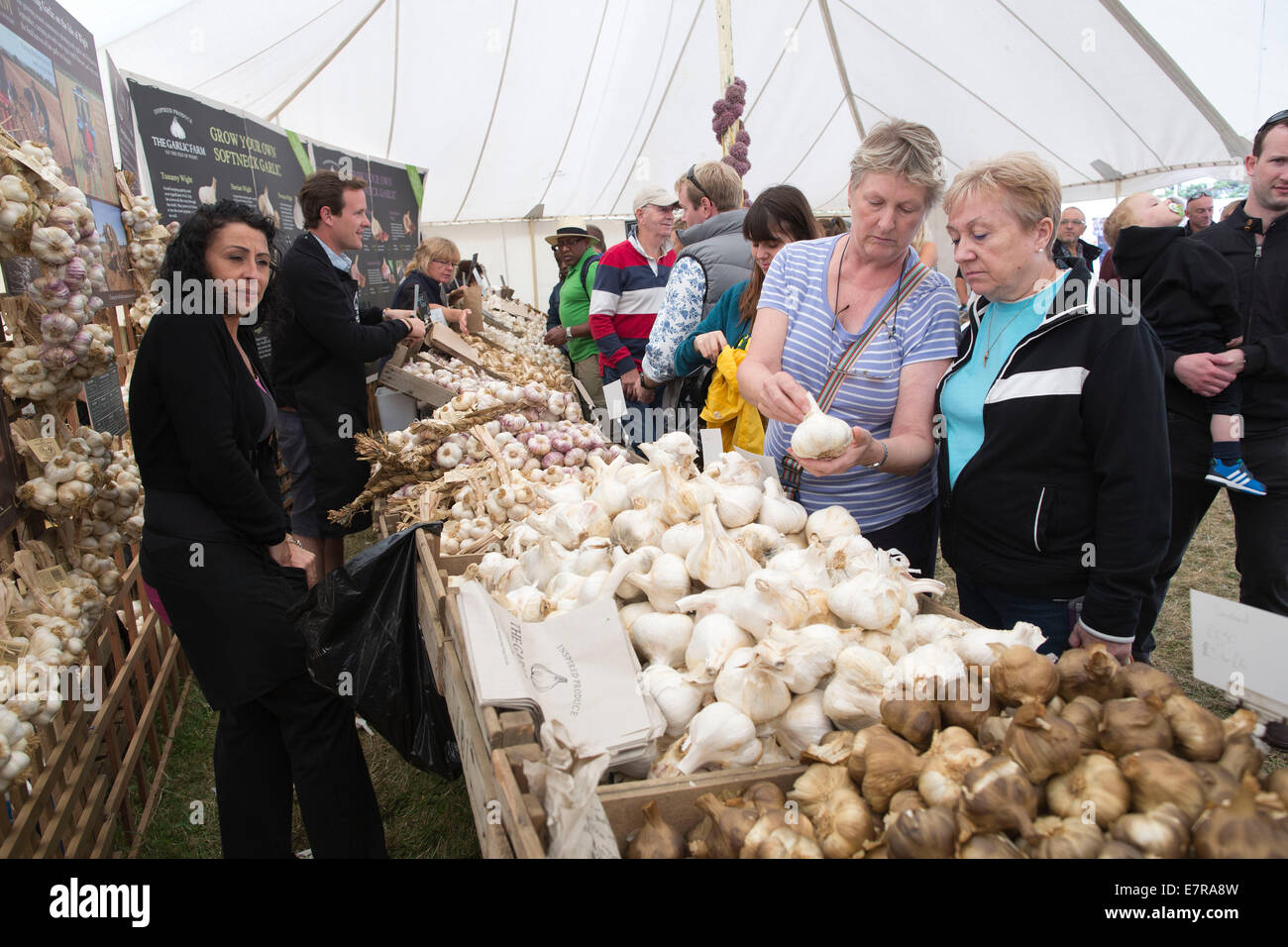 People looking at the vast amount of varieties of garlic, The Isle of ...