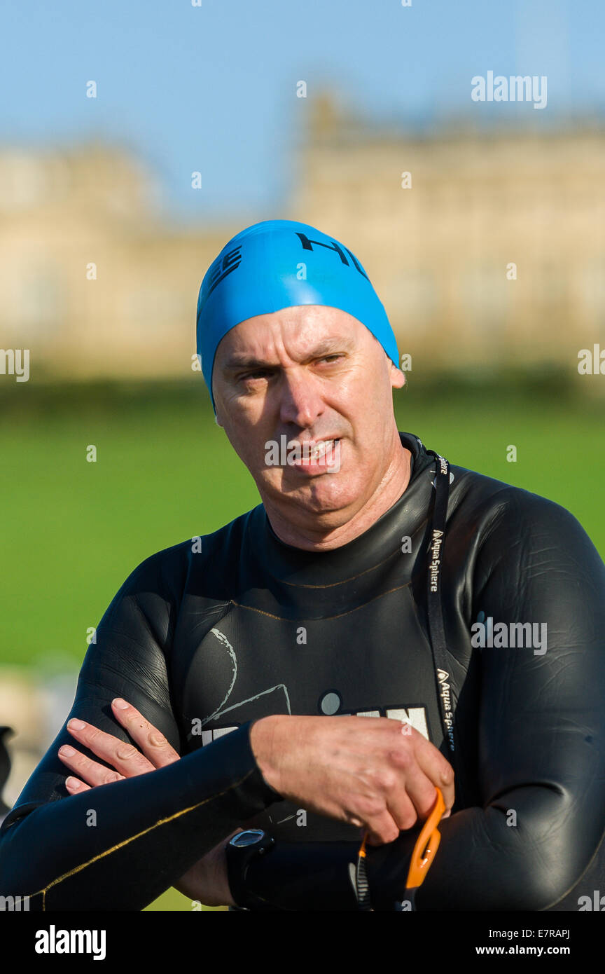 Male Triathlete ready for the start of the Brownlee Tri North Triathlon ...