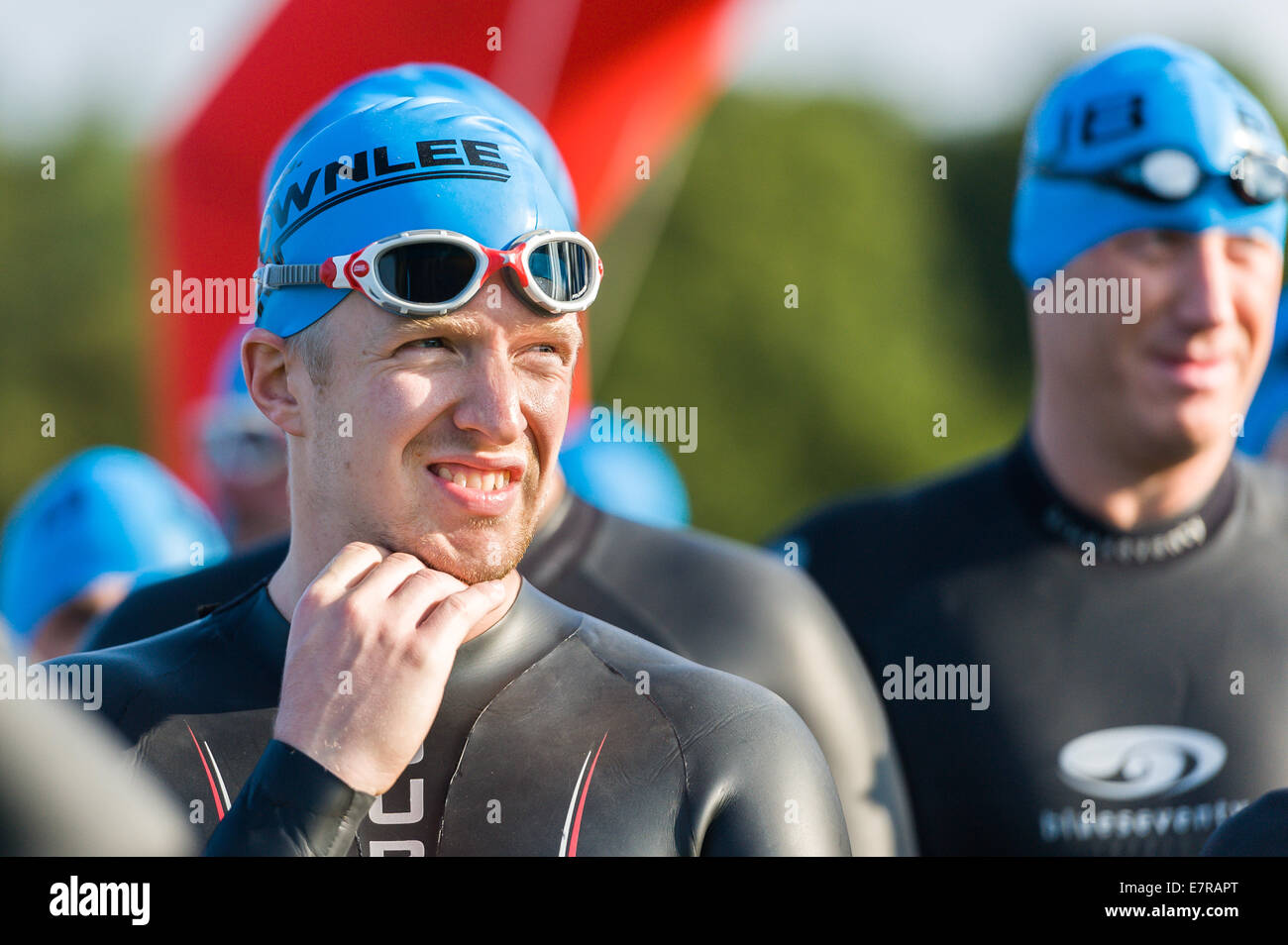 Male Triathlete ready for the start of the Brownlee Tri North Triathlon ...