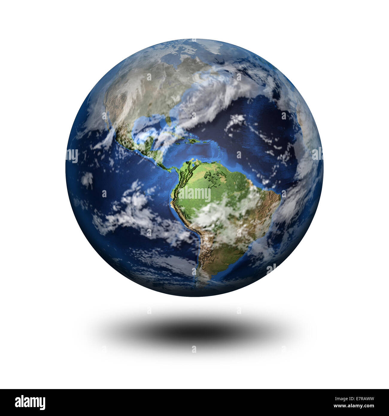 3D image of planet Earth with shadow. View to North and Latin America ...