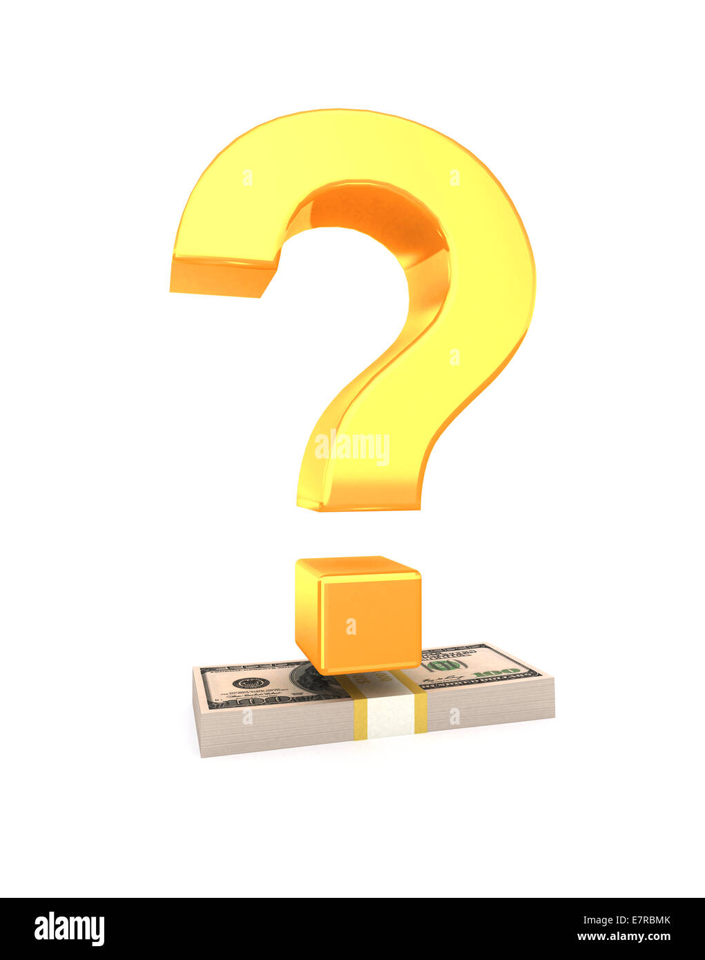 Question mark on stack of USA dollars. Financial concept Stock Photo ...