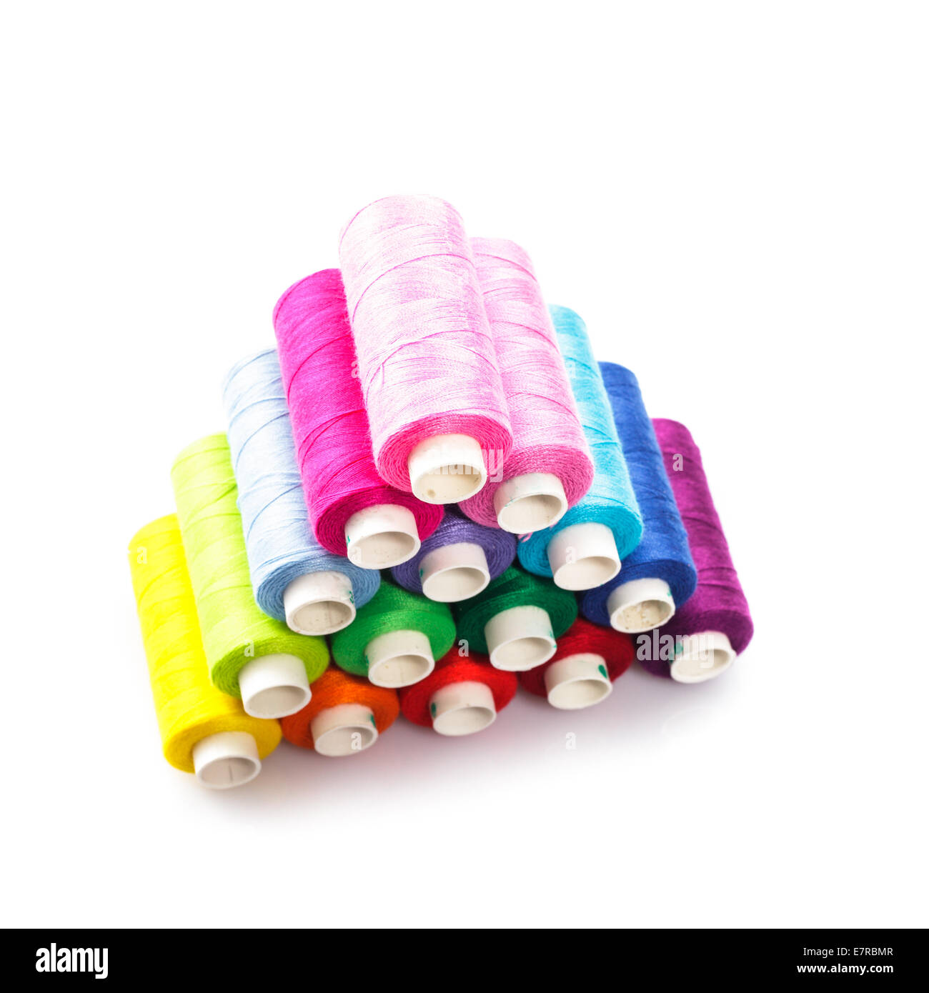 Sewing multicolored threads isolated on white background Stock Photo ...