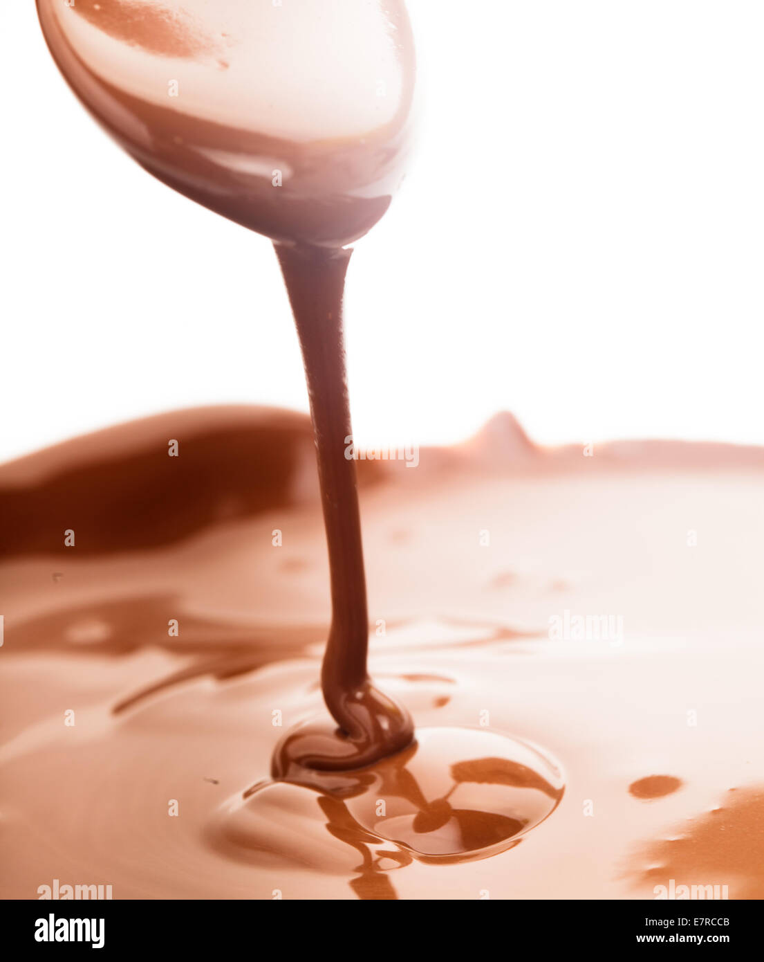 Chocolate flow close up with a spoon Stock Photo - Alamy