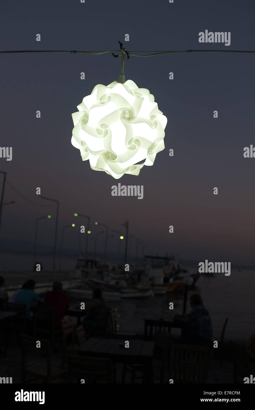 Illuminated lamp outside at night Stock Photo - Alamy