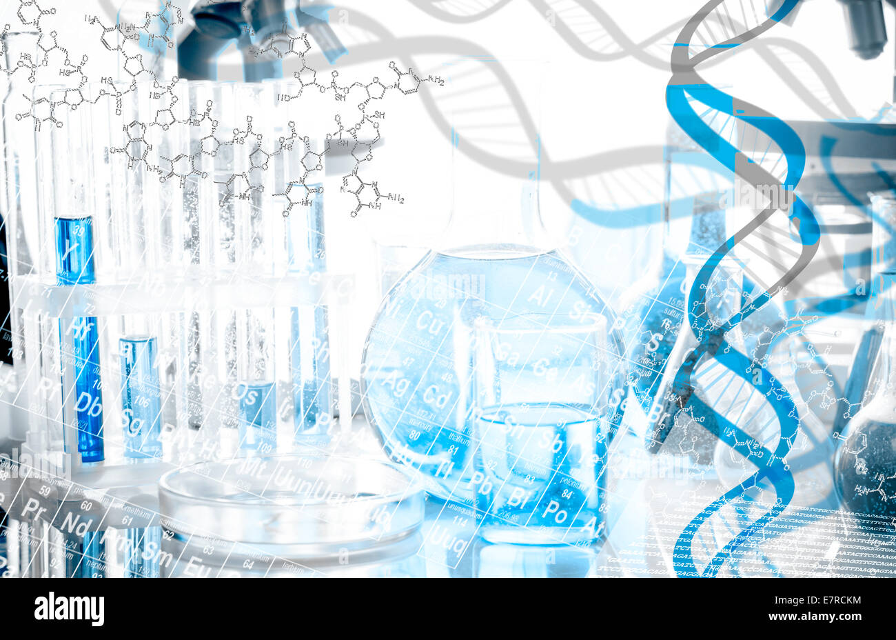 DNA structure and formula over biotechnological equipment Stock Photo ...
