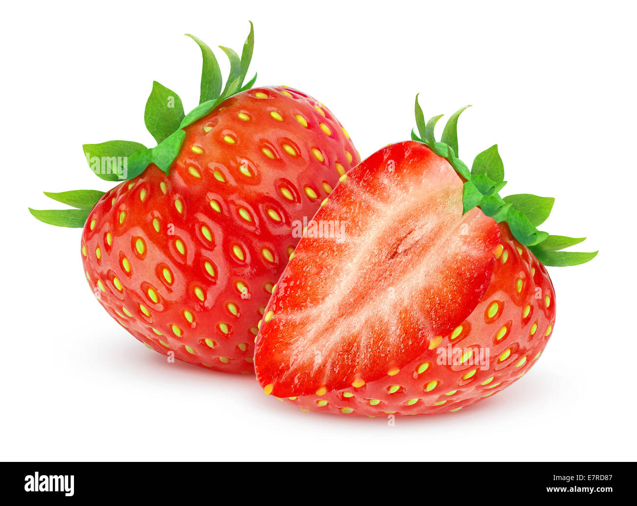 Two strawberries isolated on white Stock Photo - Alamy