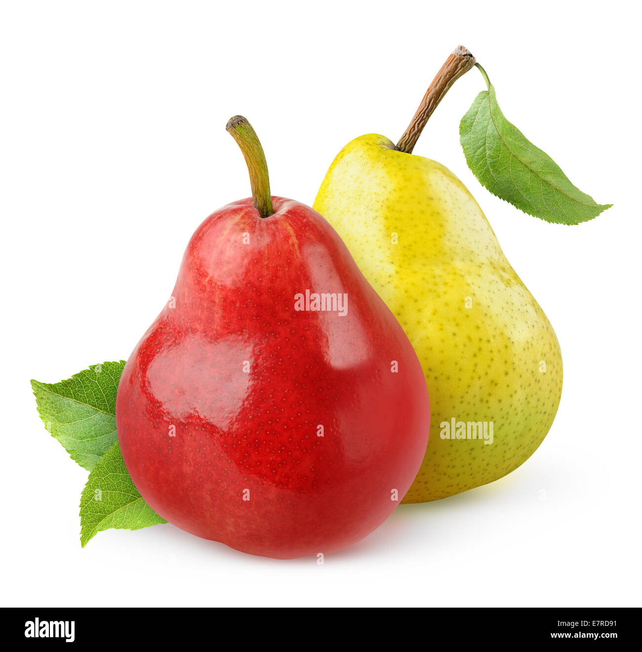 Red and yellow pears isolated on white Stock Photo - Alamy
