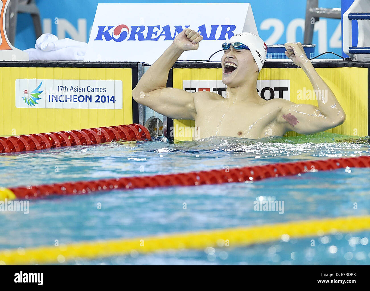 Incheon, South Korea. 23rd Sep, 2014. Sun Yang of China celebrates ...