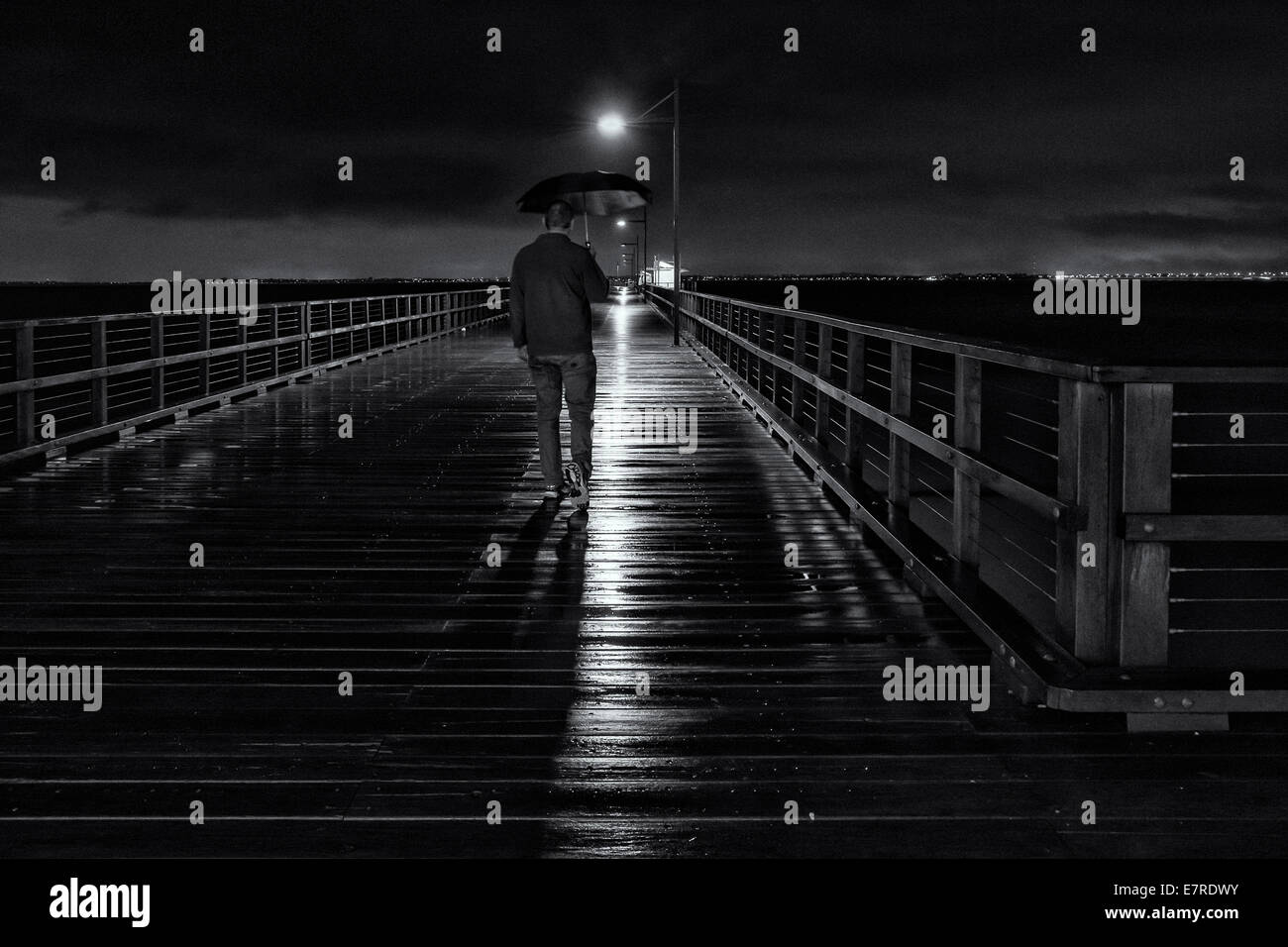 A wet night at the Woody Point Jetty Stock Photo - Alamy
