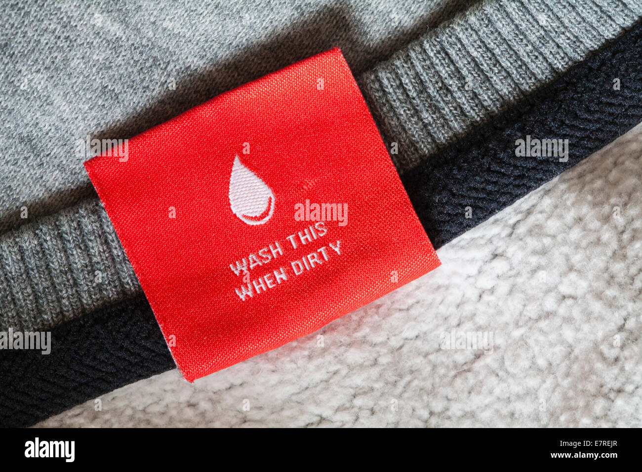 Wash this when dirty label in clothing hi-res stock photography and ...