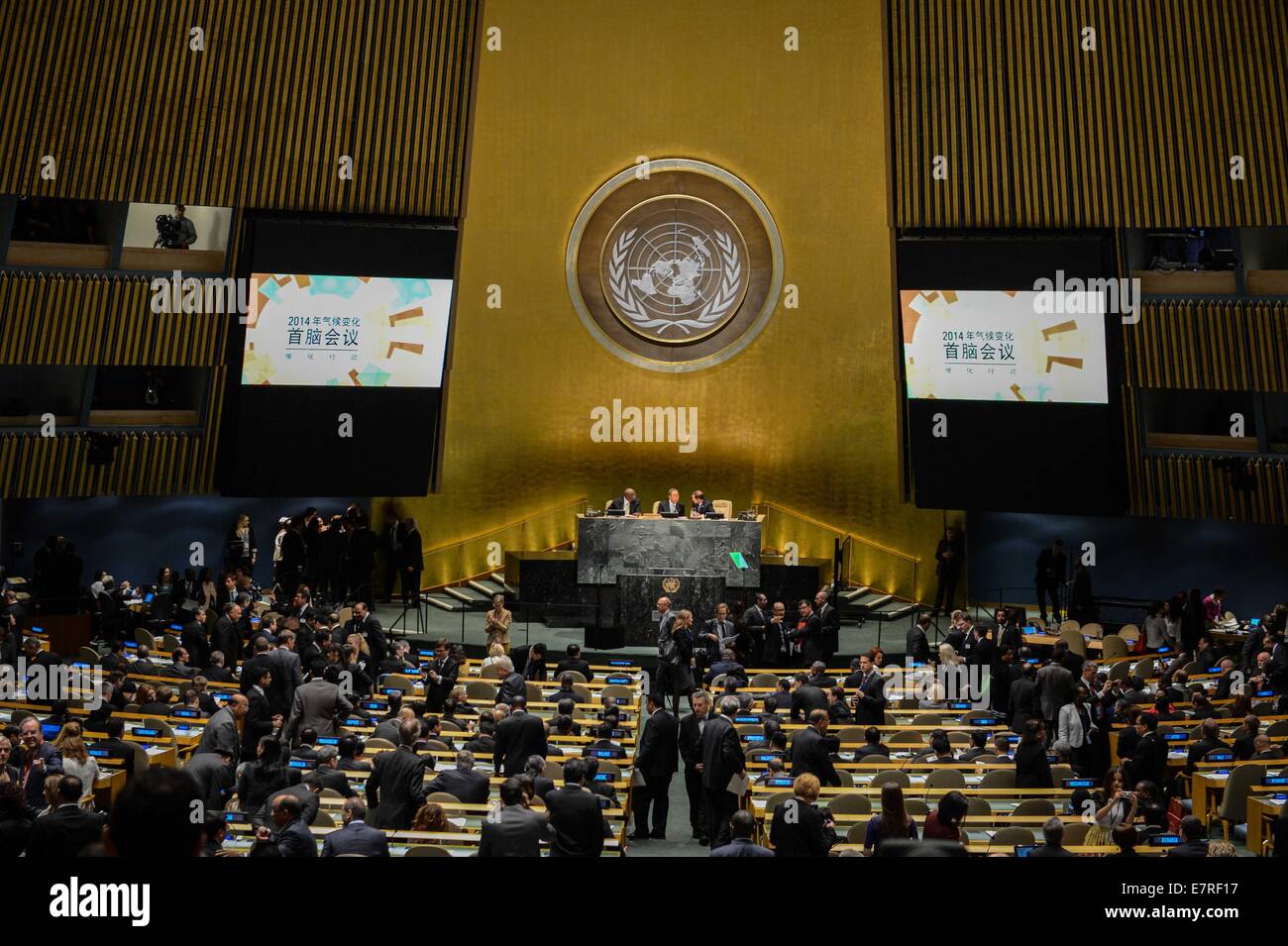 New York, USA. 23rd Sep, 2014. Participants get ready for the Climate ...