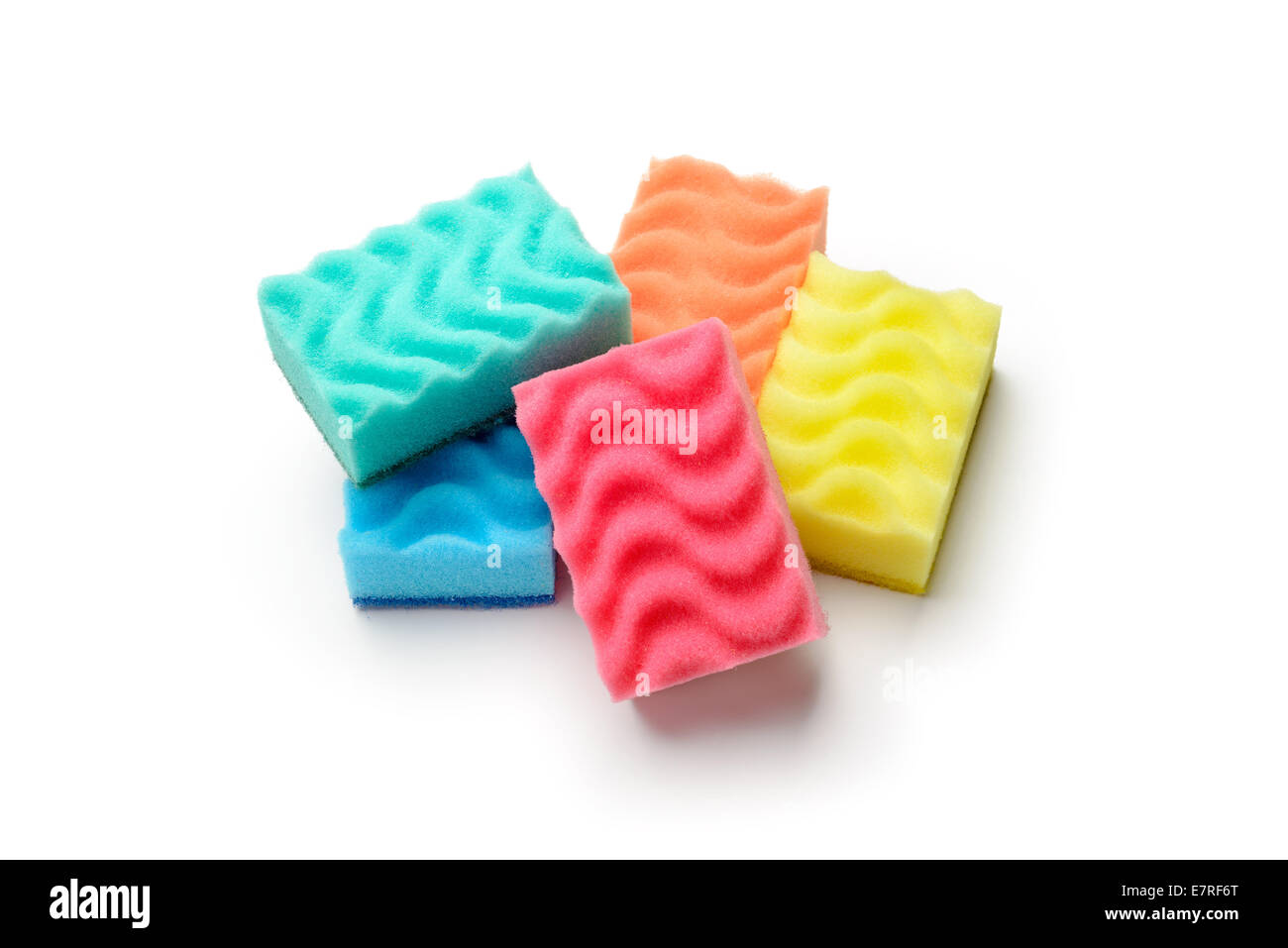 A group of colored kitchen sponges isolated on white background Stock ...