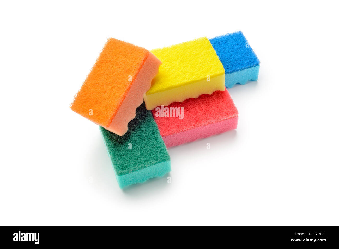 A group of colored kitchen sponges isolated on white background Stock ...