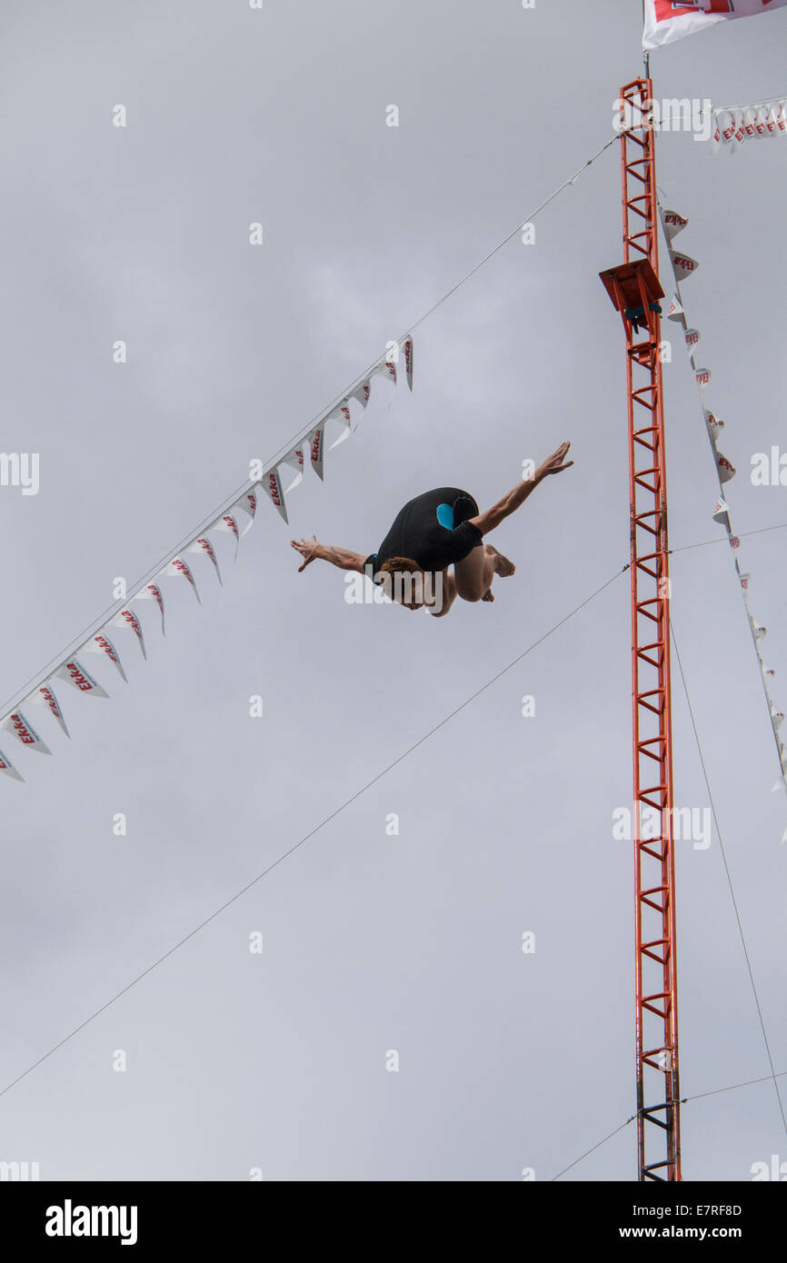 The Extreme High Diving Team performing at the Brisbane Ekka Stock ...