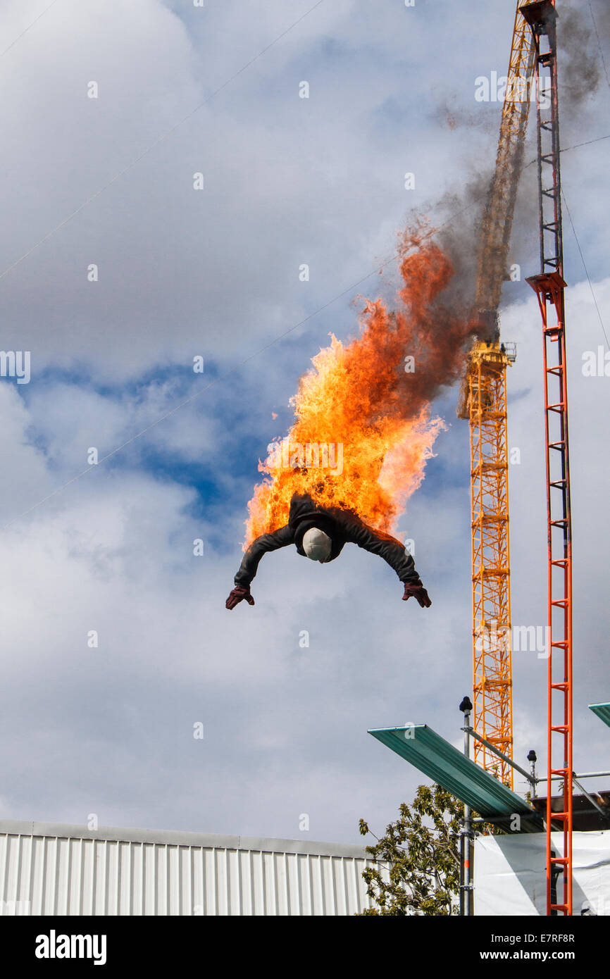 The Extreme High Diving Team performing at the Brisbane Ekka Stock ...