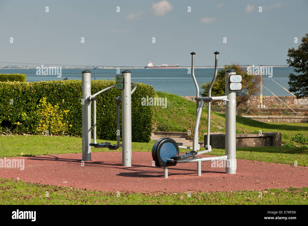 Outdoor Gym Equipment in Park in Autumn Stock Photo - Alamy