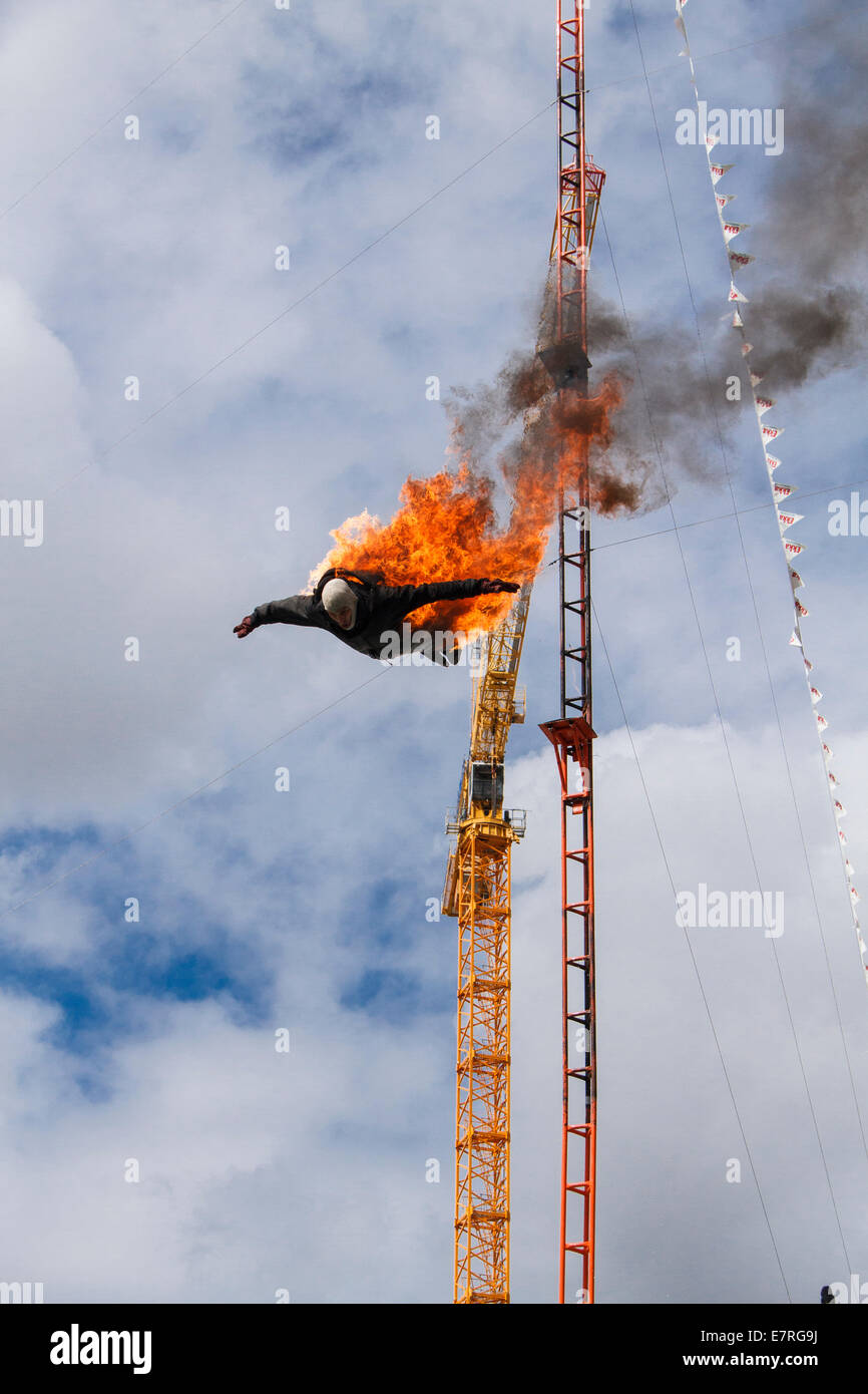 The Extreme High Diving Team performing at the Brisbane Ekka Stock ...