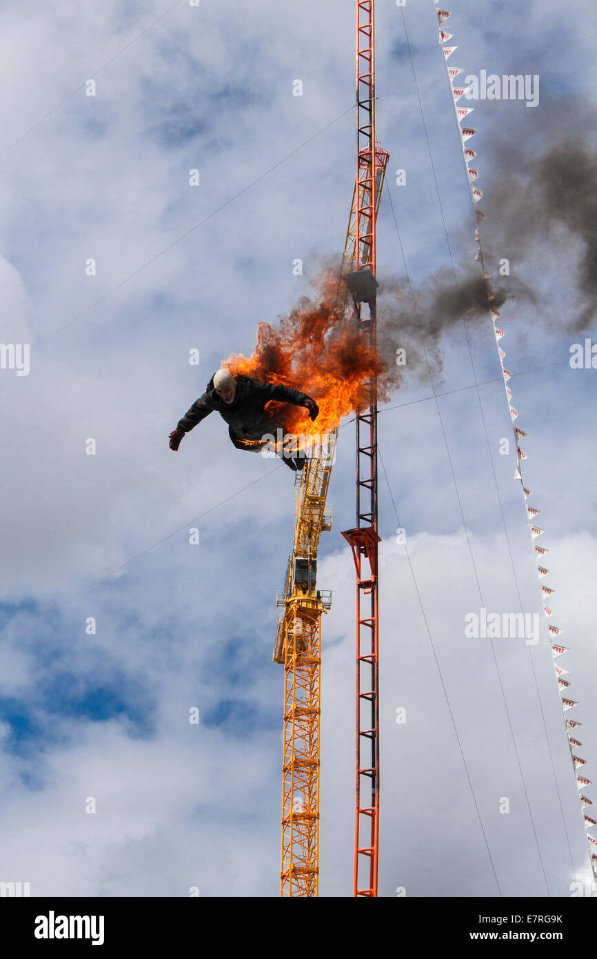 The Extreme High Diving Team performing at the Brisbane Ekka Stock ...