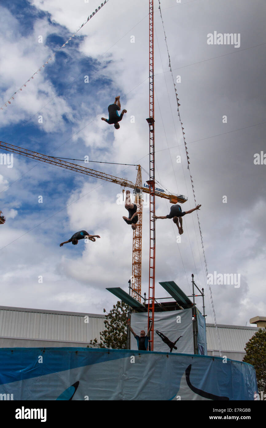 The Extreme High Diving Team performing at the Brisbane Ekka Stock ...