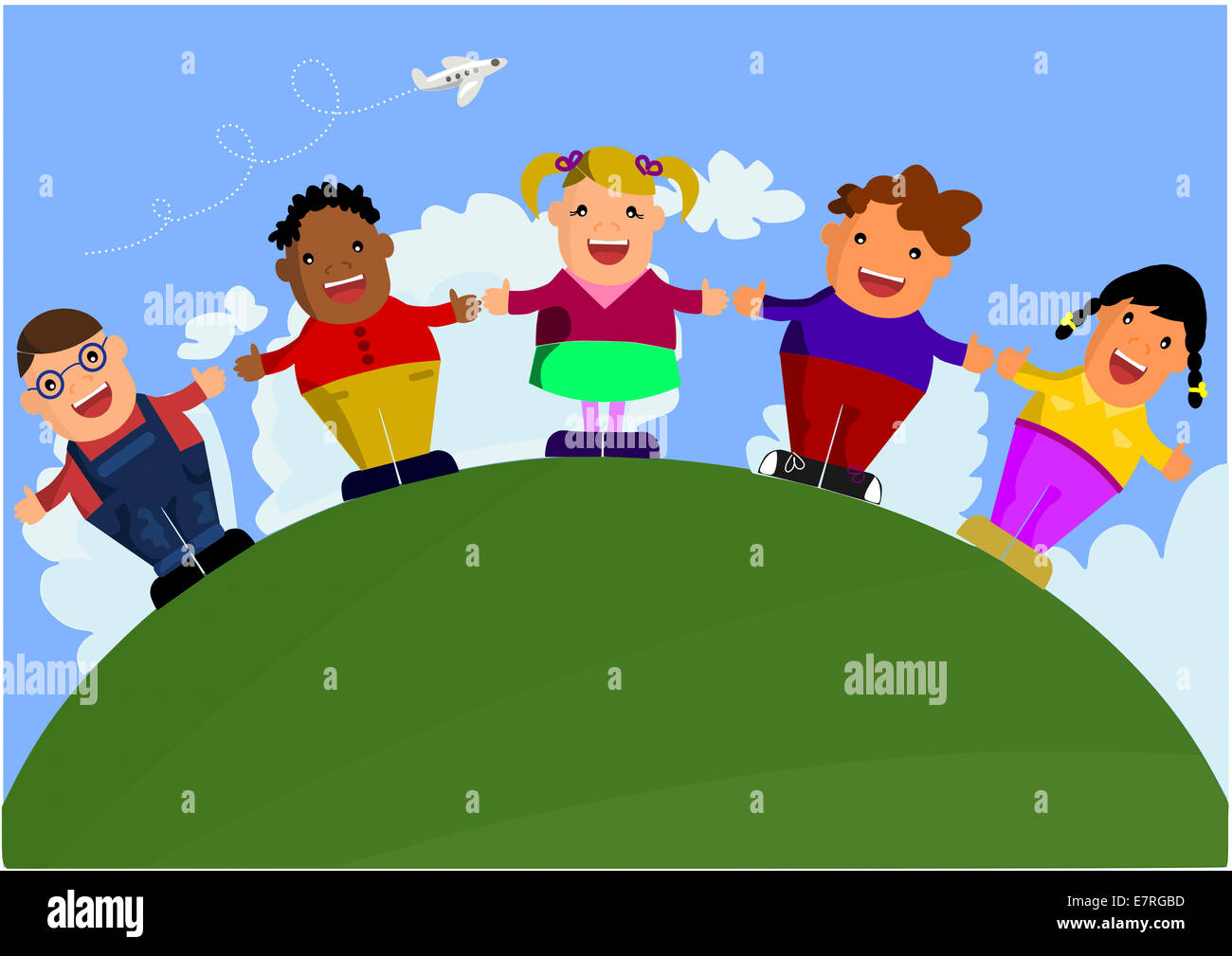 Group of multicultural kids - vector illustration Stock Photo - Alamy