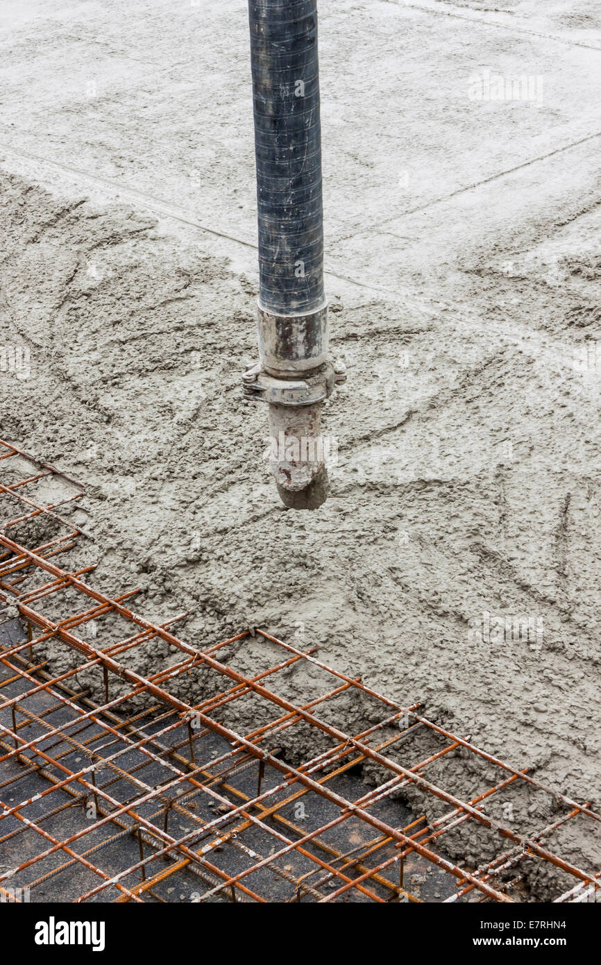 Pipe with concrete - construction site Stock Photo - Alamy