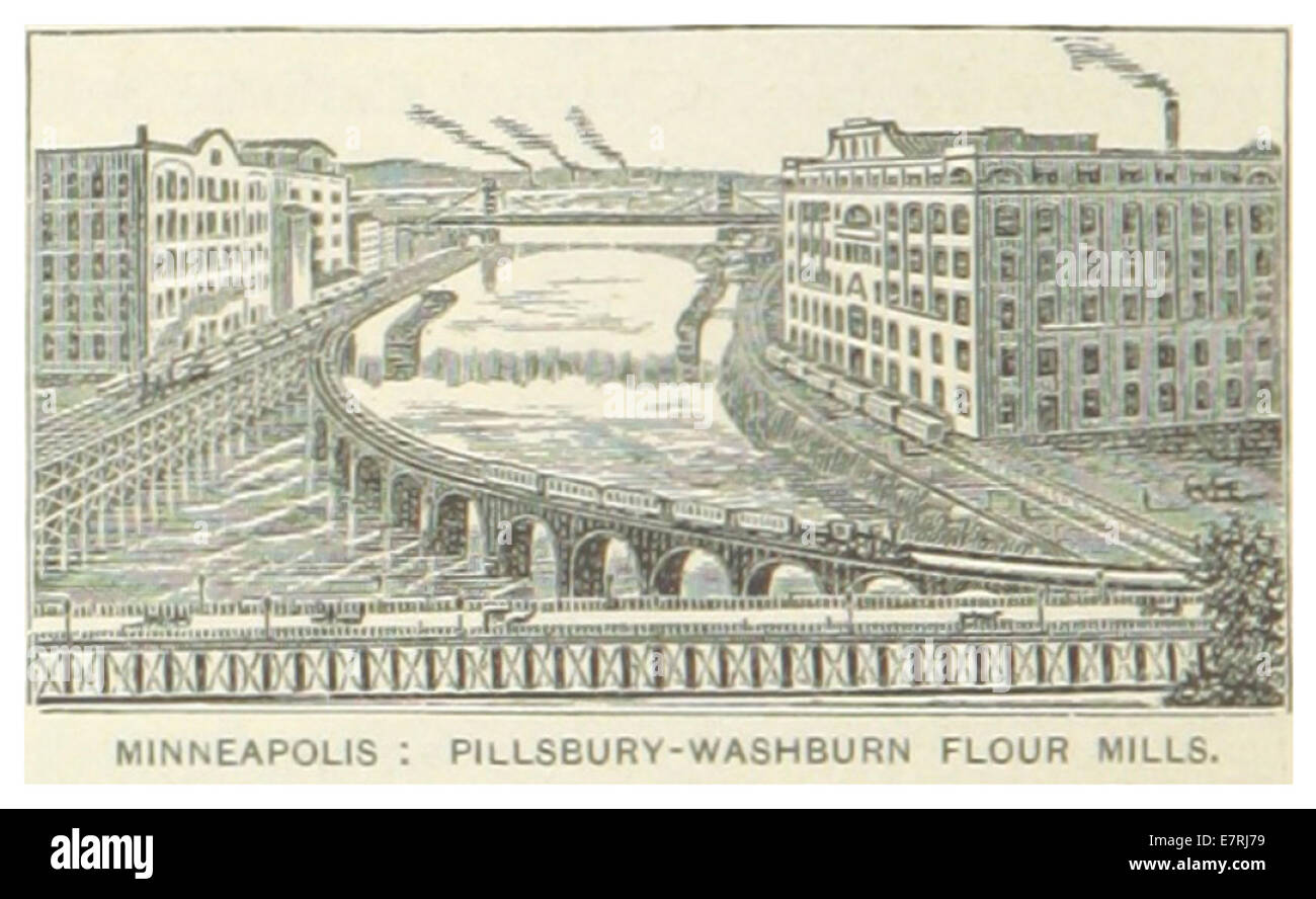 An 1891 illustration showing the Pillsbury-Washbury Flour Mills in ...