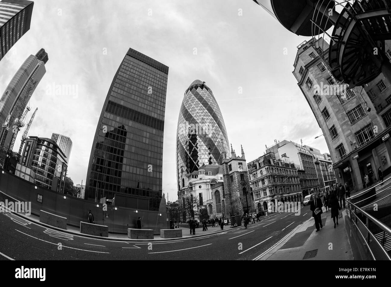 Gherkin Building from outside Lloyds of London Stock Photo - Alamy