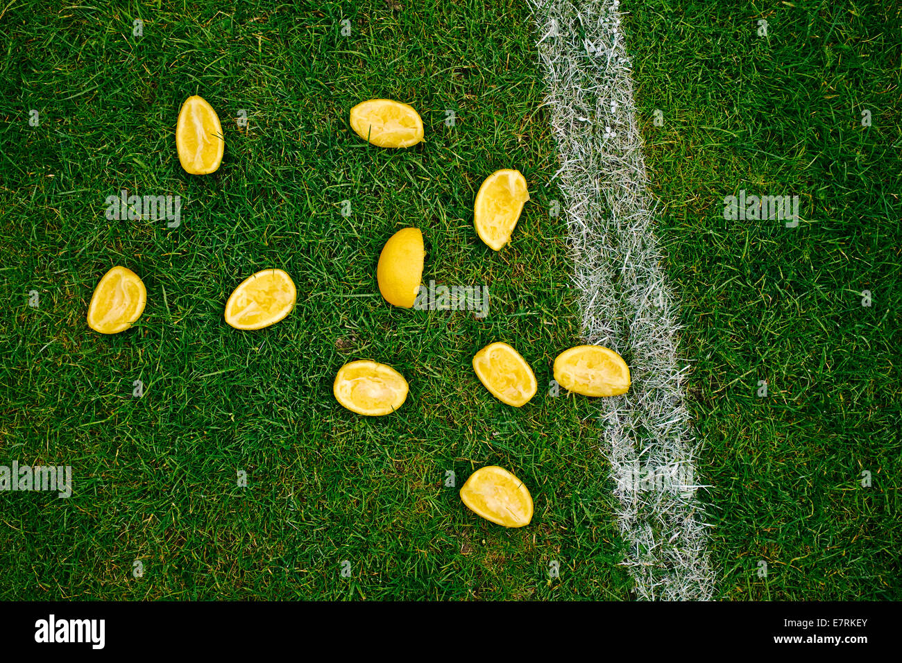 Soccer pitch with eaten oranges hi-res stock photography and images - Alamy