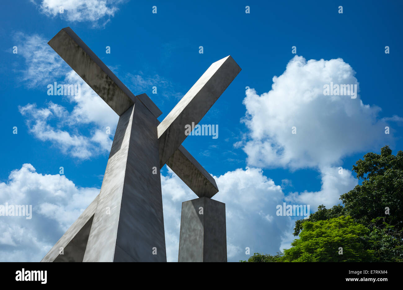 Brazil, Salvador, the Cruz Caida (fallen cross) near the Elevador ...