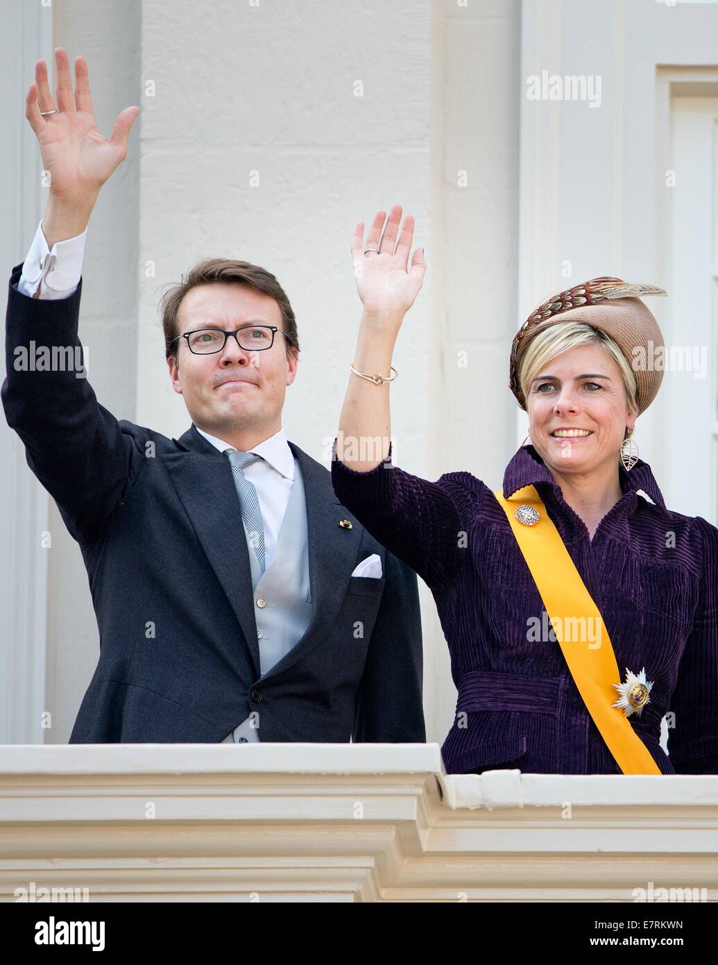 Dutch Prince Constantijn and Princess Laurentien wave on the balcony of ...