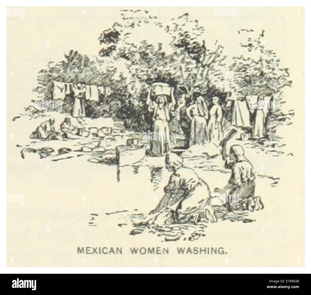 US-AZ(1891) p059 WASHING SCENE WITH MEXICAN WOMANS Stock Photo - Alamy