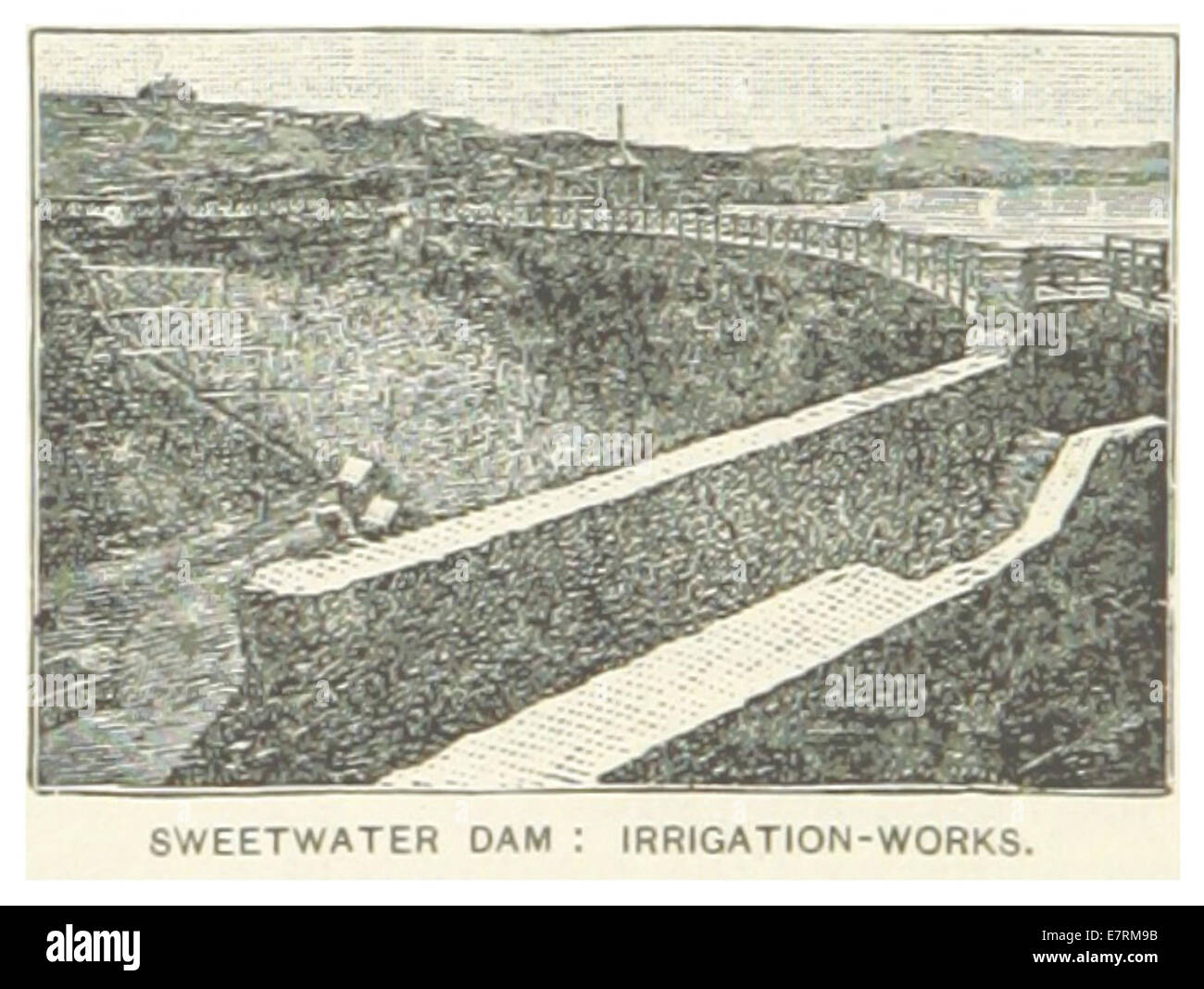 This 1891 sketch map shows the proposed Sweetwater Dam in California ...