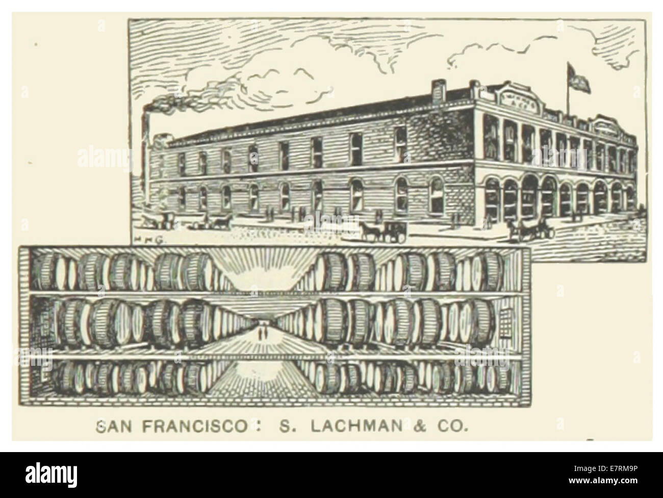 A 1891 illustration depicting the S. Lachmann & Company Winery in San ...