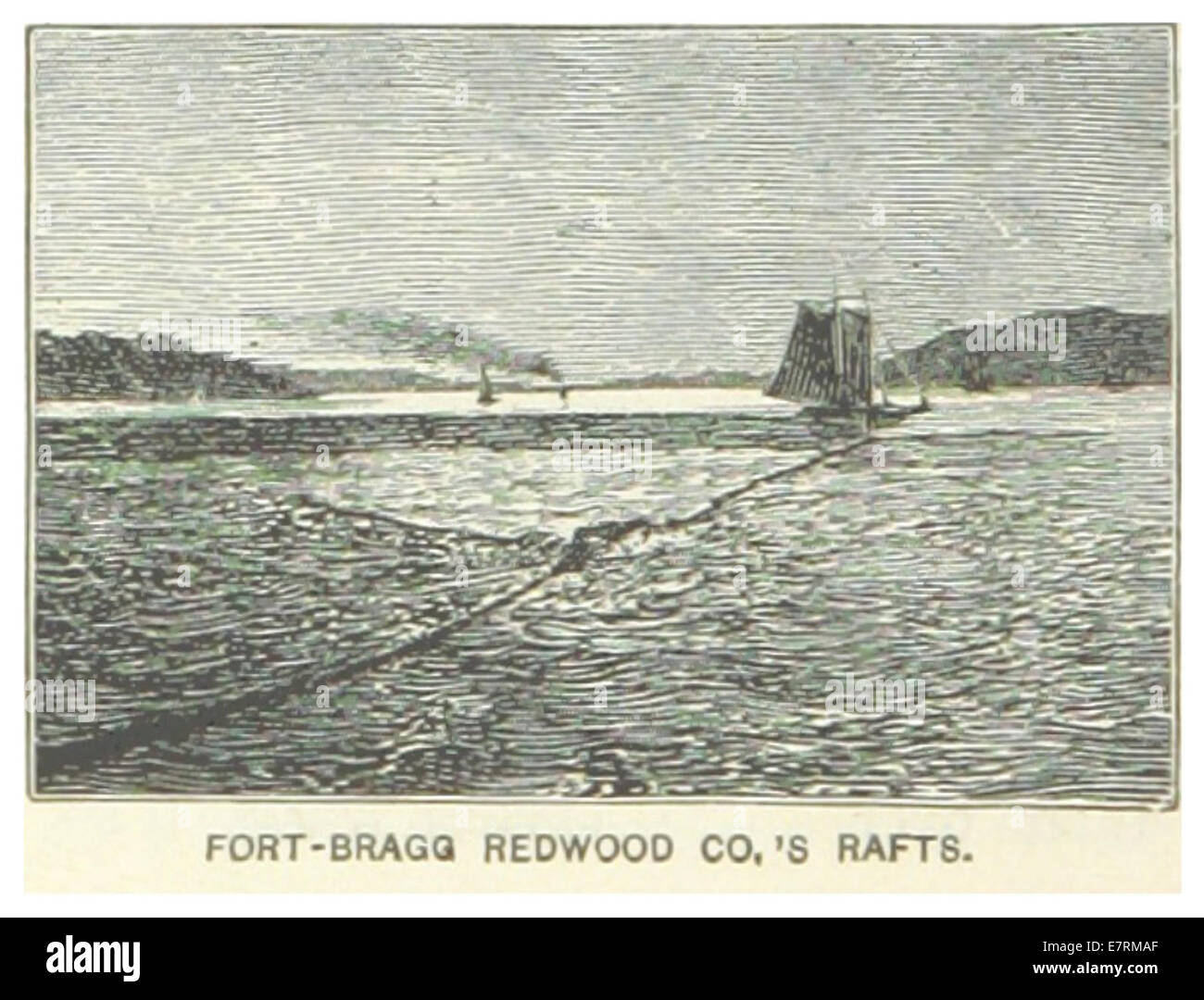 US-CA(1891) p092 FORT BRAGG, REDWOOD COMPANY - RAFTS Stock Photo - Alamy